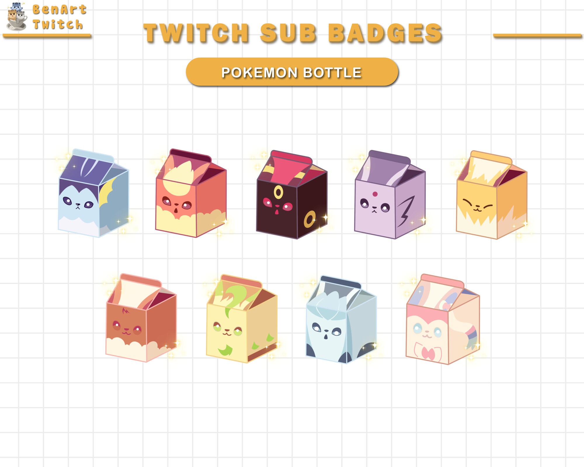 Pokemon Milk Box Twitch Sub Badges, Cute Pokemon Sub Badges for ...