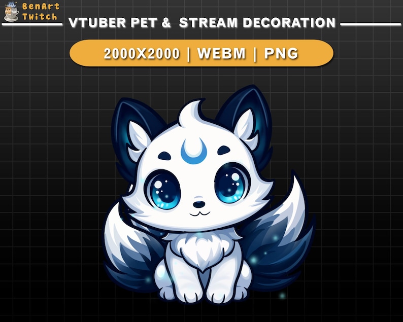 Animated Vtuber Stream Pet Nine Tails Fox, Stream Decoration Cute Fox ...