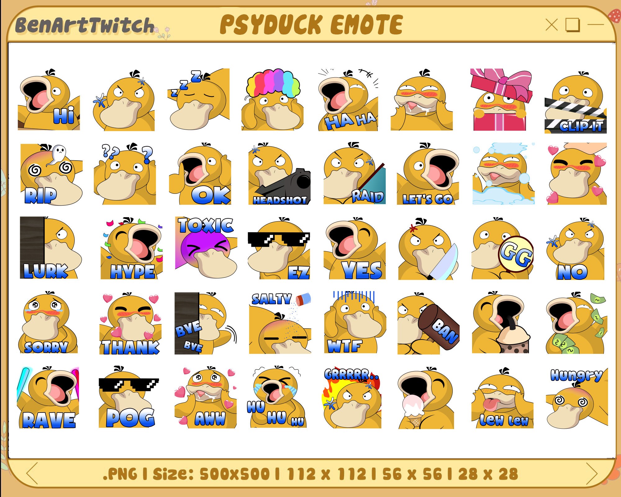 40x Psyduck Twitch Emotes Pack, Cute Pokemon Stream Emotes, Ready to ...