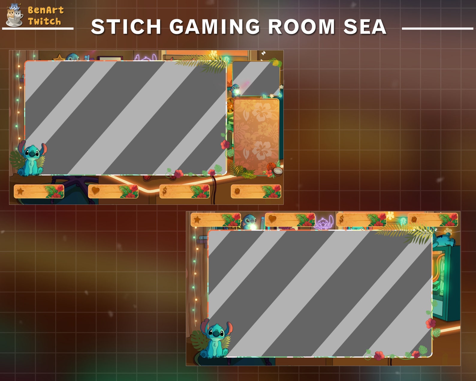 Animated Twitch Pack Game Room Stitch Summer, Cute Stitch Stream ...