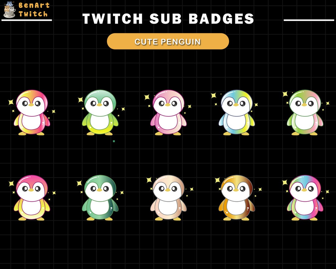 Cute Penguin Twitch Sub Badges, Penguin Twitch Badges for Streamers ...
