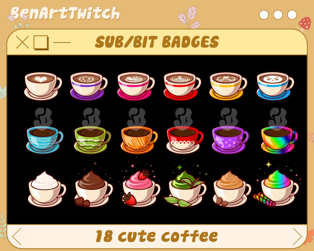 Coffee Mugs Twitch Sub Badges, Twitch Bit Badges, Ready to Use for ...