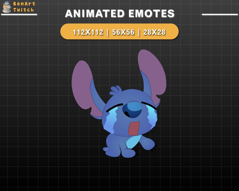 Animated Twitch Emote Stitch Cry, Cute Stitch Twitch Emotes, Cute ...