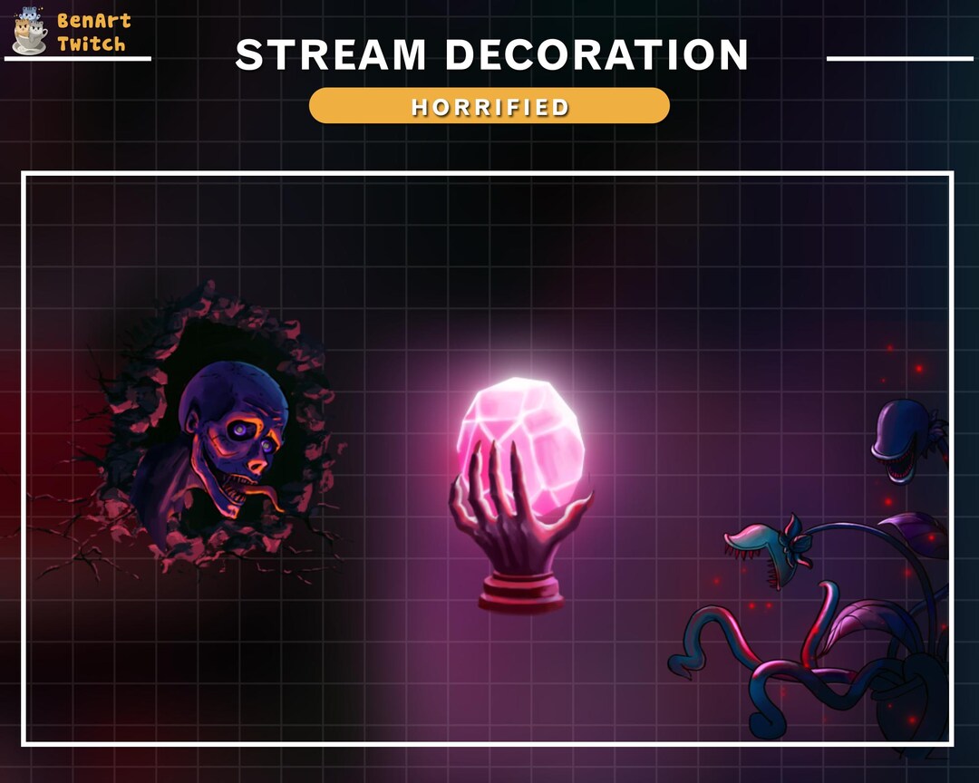3x Animated Horror Stream Decoration, Halloween Twitch Decoration With ...