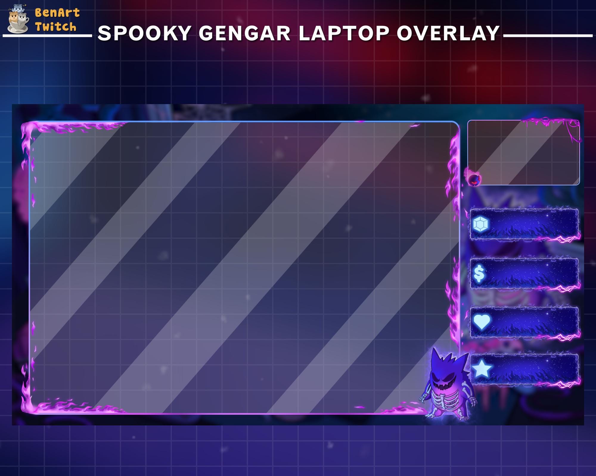 Animated Stream Package Blue Halloween Gengar Lofi Desk, Witch Desk ...