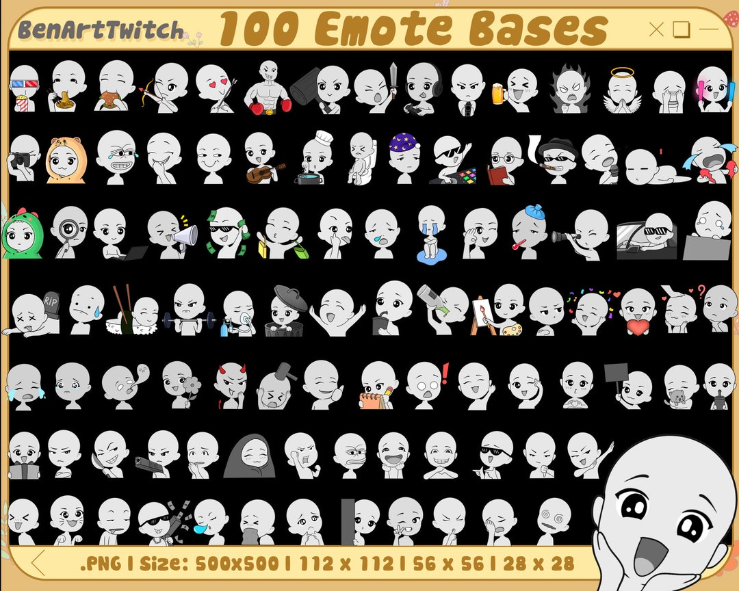 100 DIY Custom Twitch Emotes, Chibi Base, Meme and Customizable for ...