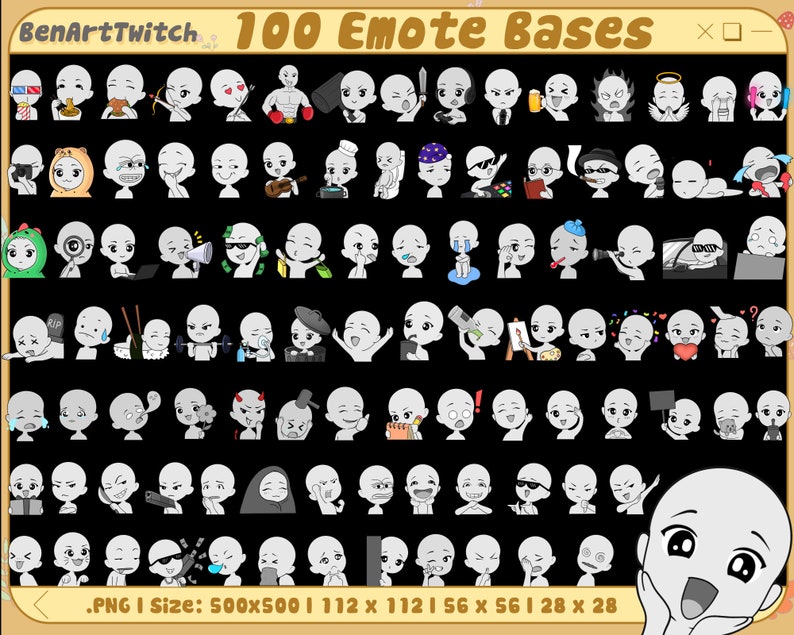 100 DIY Custom Twitch Emotes, Chibi Base, Meme and Customizable for ...