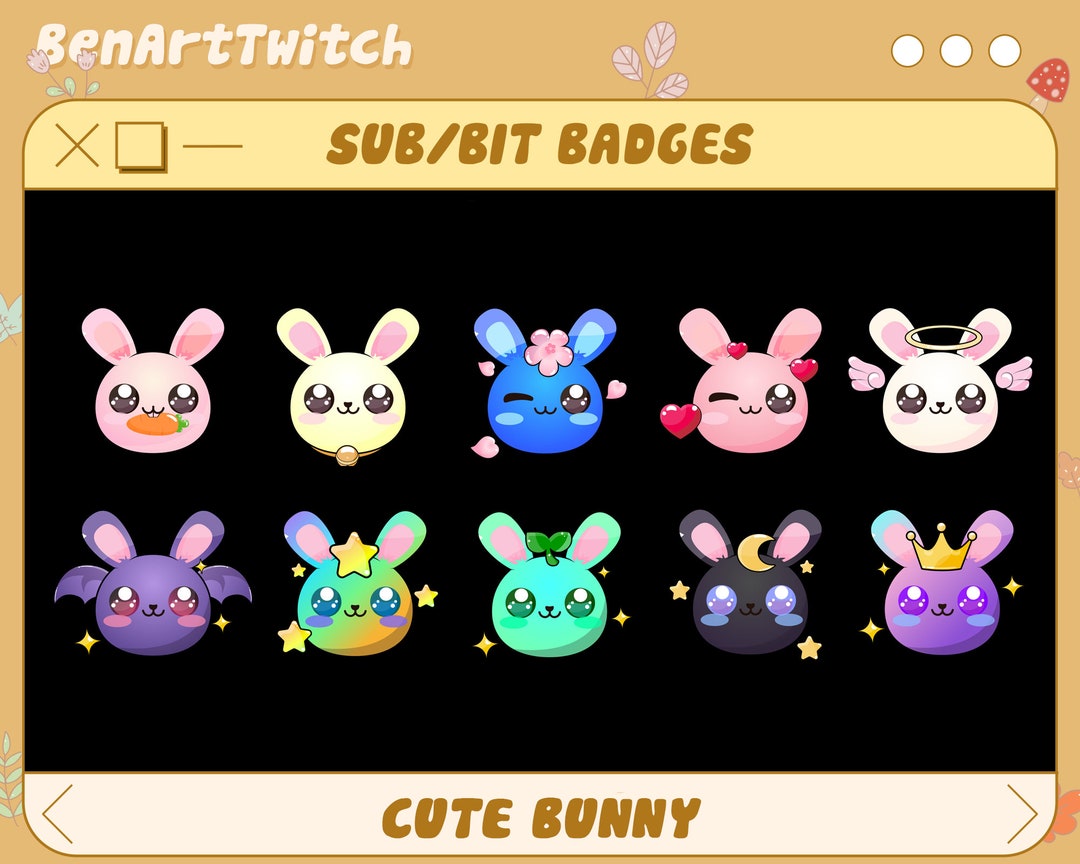 Cute Bunny Twitch Sub Badges, Rabbit Twitch Sub Badges for Streamers ...