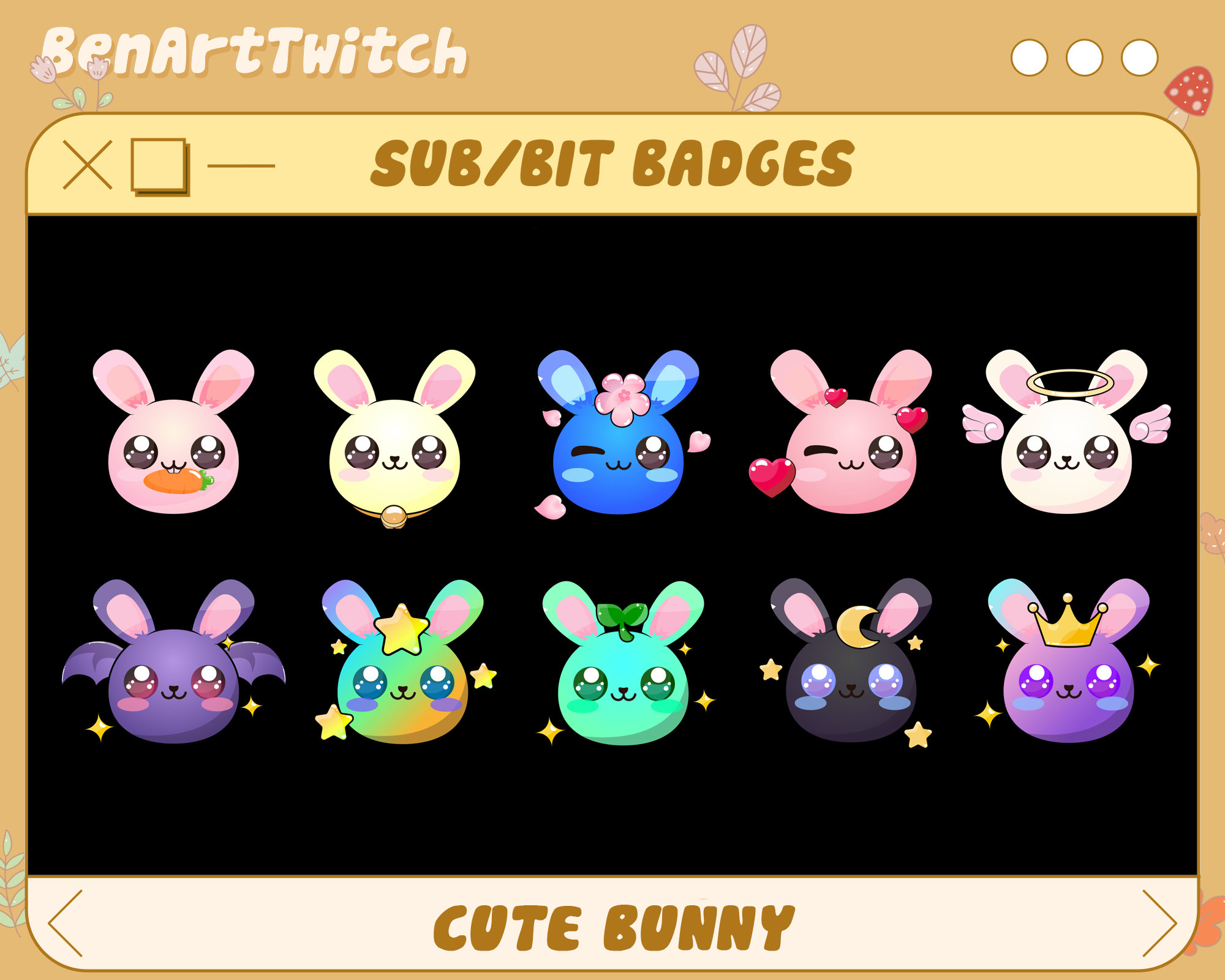 Cute Bunny Twitch Sub Badges, Rabbit Twitch Sub Badges for Streamers ...