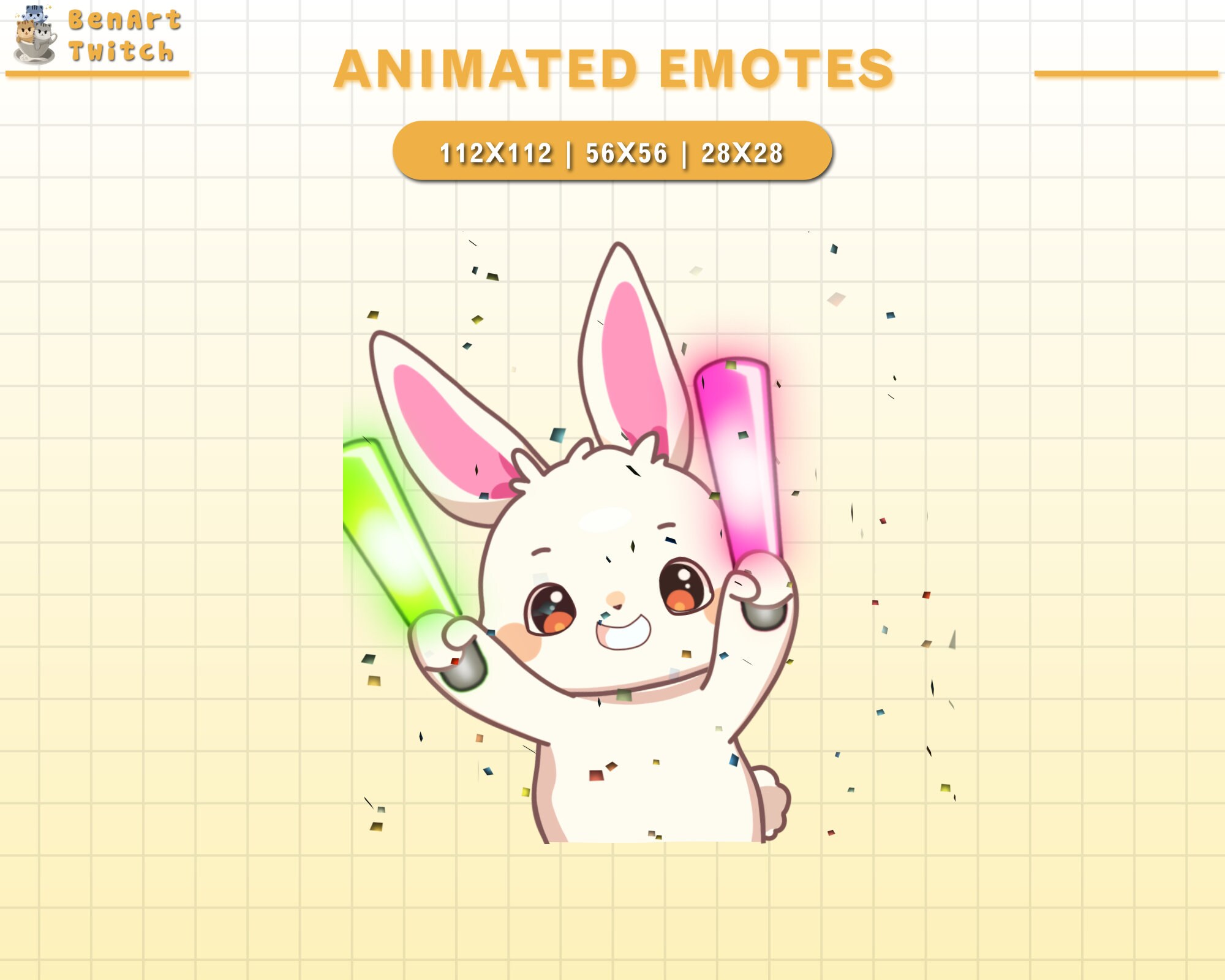 Animated Twitch Emote Cute Bunny Cheering, Rabbit Twitch Emotes, Cute ...