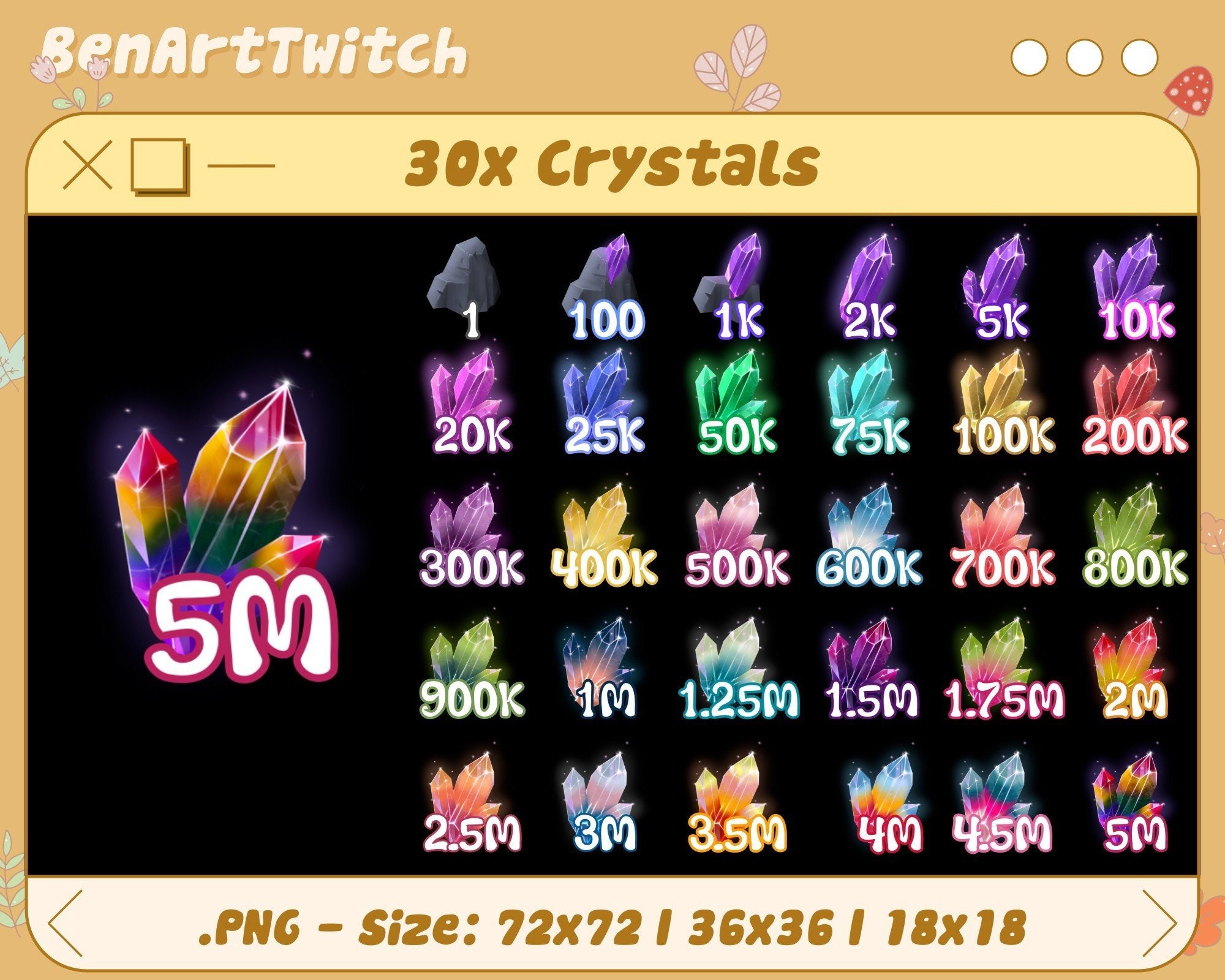 30x Crystals Twitch Sub Bit Badges, Gem Stone Sub Badges, Complete ...