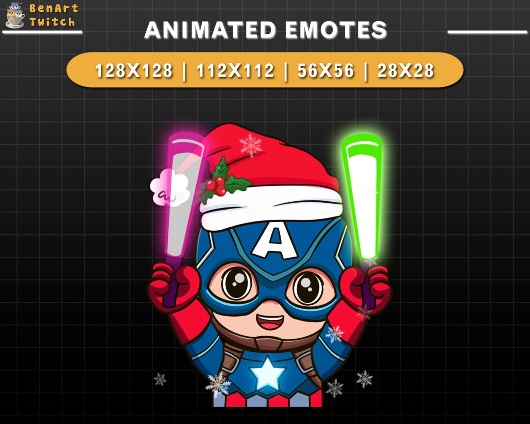 Animated Christmas Twitch Emote Captain America Cheering, Marvel Twitch ...
