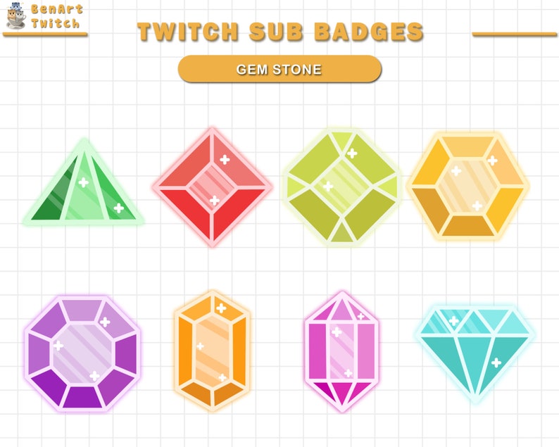 Gem Stone Twitch Sub Badges, Diamond Bit Badges, Ready to Use for ...