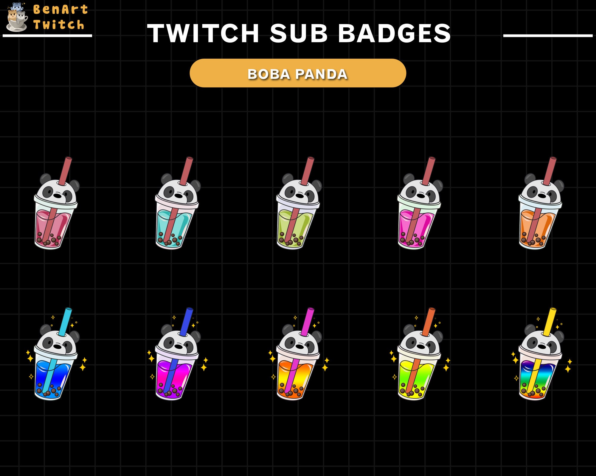 Boba Panda Twitch Sub Badges, Boba Twitch Sub Badges Ready to Use for ...