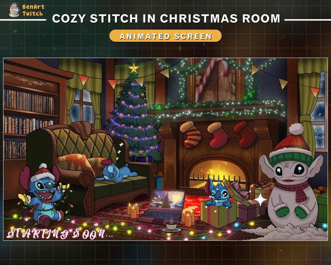 Animated Christmas Twitch Screens Stitch Cozy Room, Christmas Stitch ...