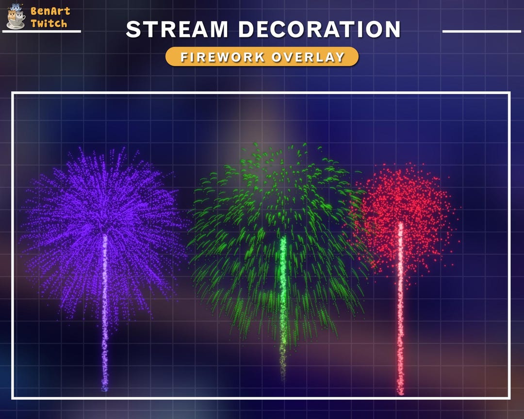 Animated Firework Twitch Overlay, Colorful Firework, Stream Decoration ...