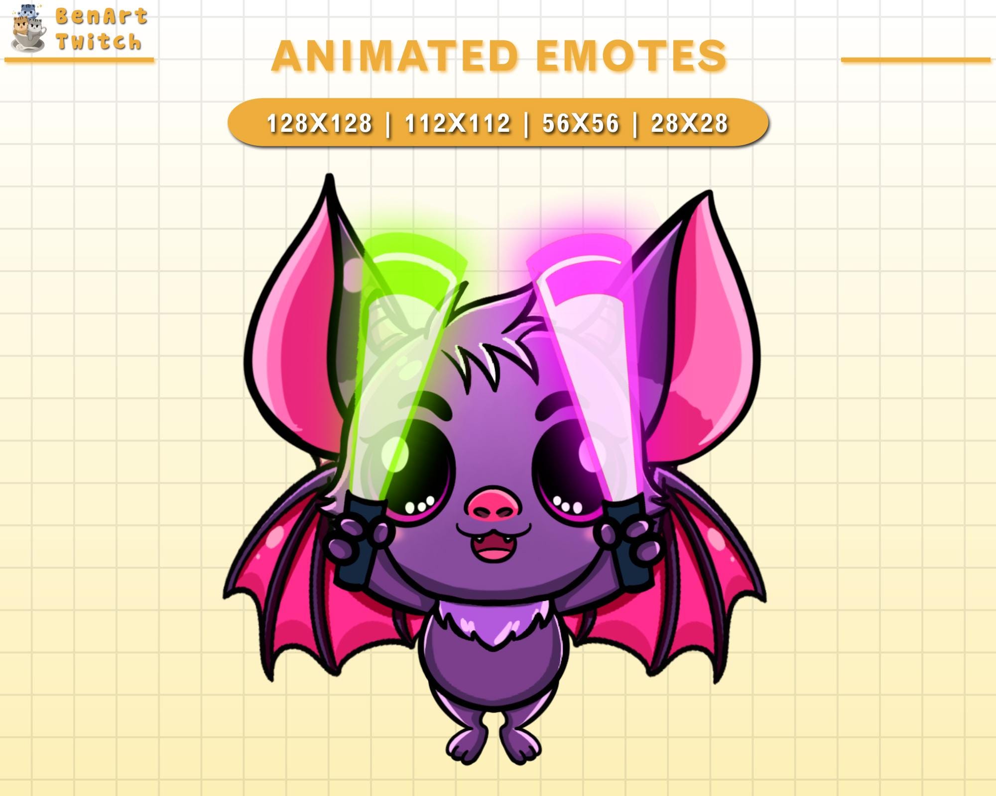 Animated Twitch Emote Cute Bat Cheering, Halloween Twitch Emotes ...
