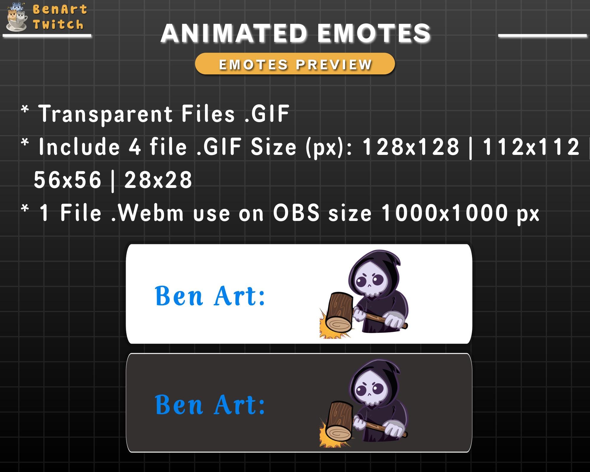 Animated Twitch Emote Cute Reaper BAN, BAN Twitch Emotes, Cute Emotes ...