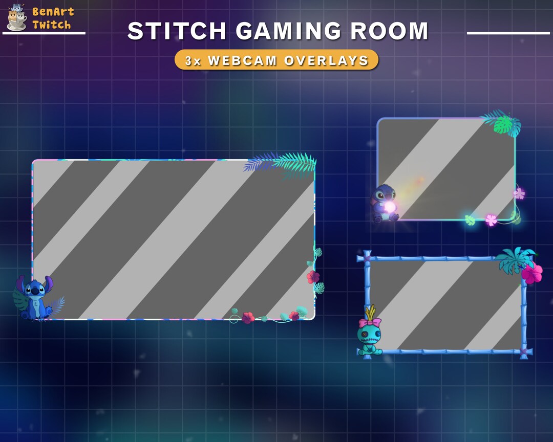 3x Animated Webcam Overlay Stitch for Summer Overlay, Cute Stitch ...