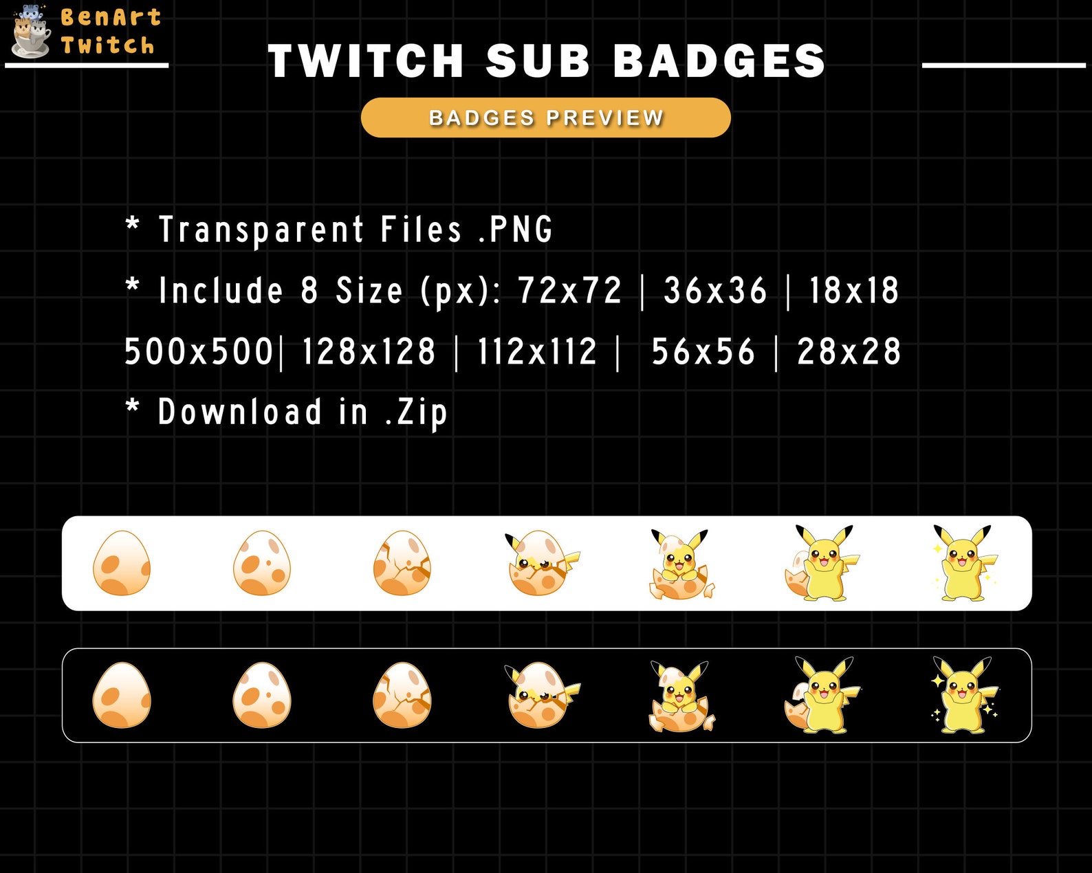 Pikachu Twitch Sub Badges, Cute Pokemon Sub Badges for Streamers ...