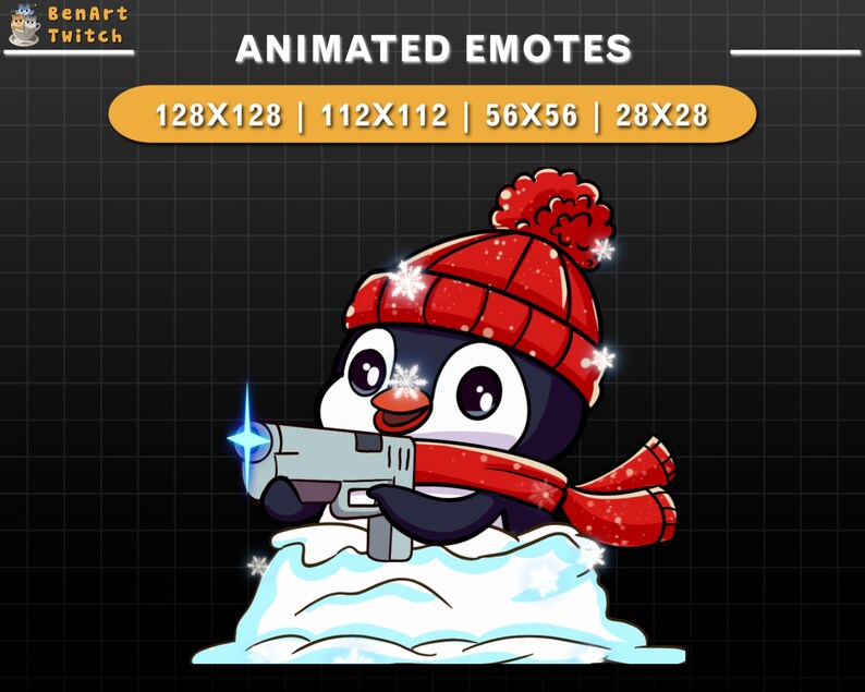 Animated Twitch Emote Penguin Gun, Christmas Cute Emotes for Twitch ...