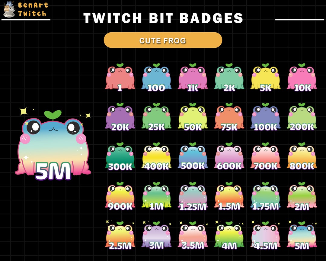 30x Cute Frog Twitch Bit Badges, Frog Twitch Sub Badges, Complete ...