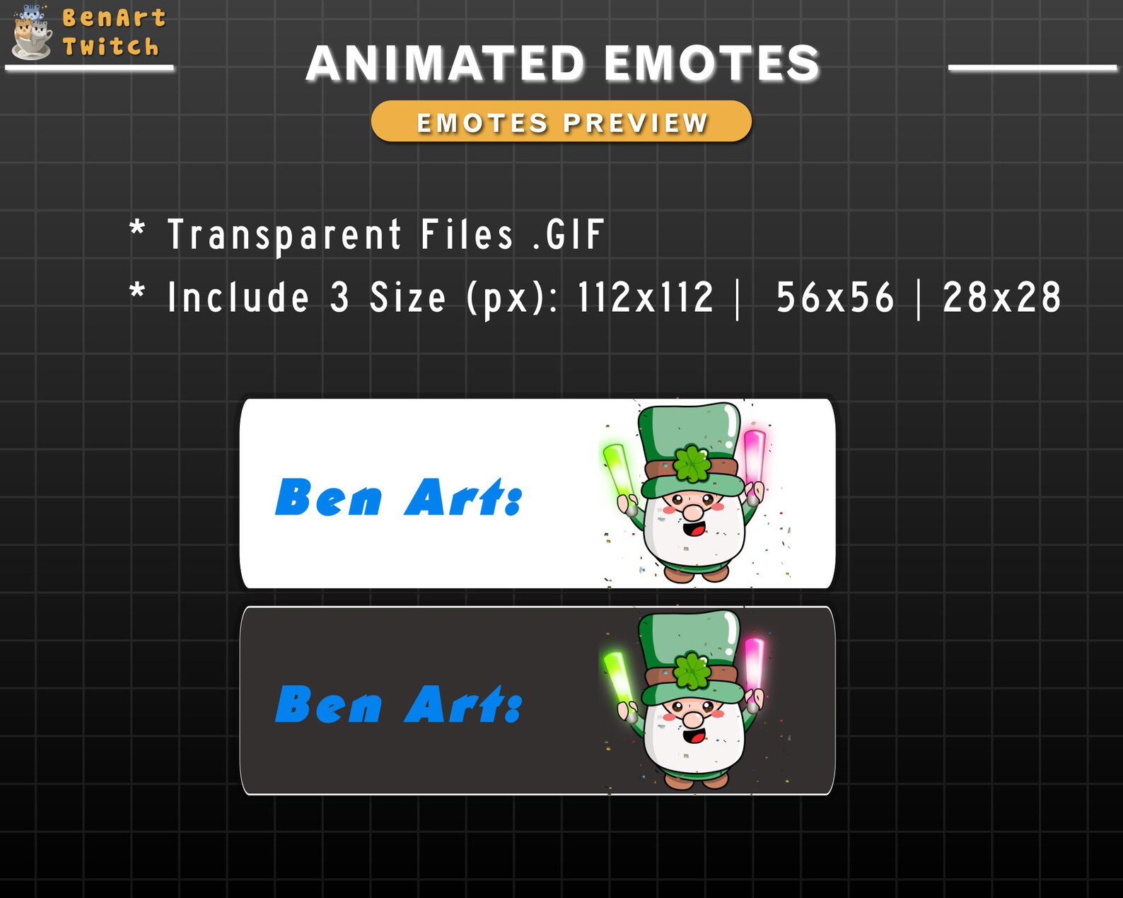 Animated Twitch Emote Saint Patrick Cheering, Patrick Day's Twitch ...