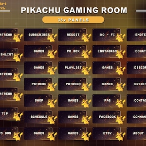 Animated Twitch Overlay Game Room Pikachu, Cute Pikachu Stream Package ...