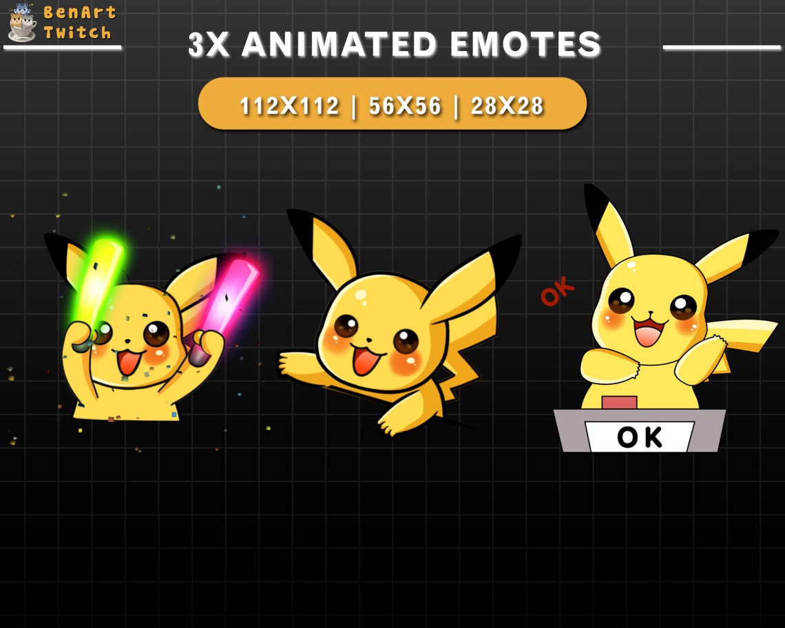 3x Animated Twitch Emote Cute Pikachu, Cute Pokemon Twitch Emotes, Cute ...