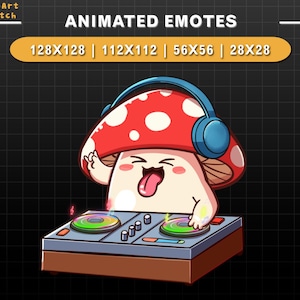 Animated Twitch Emote Mushroom DJ, Cute Twitch Emotes, Autumn Emotes ...