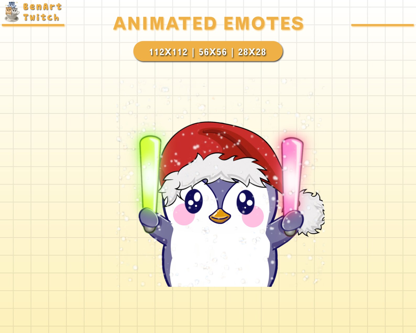 Animated Twitch Emote Penguin Cheering, Cute Christmas Twitch Emotes ...