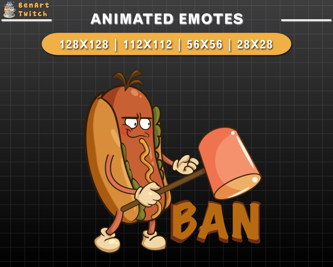 Hot Dog BAN Animated Twitch Emote, Funny Emote for Streamers, Youtubers ...