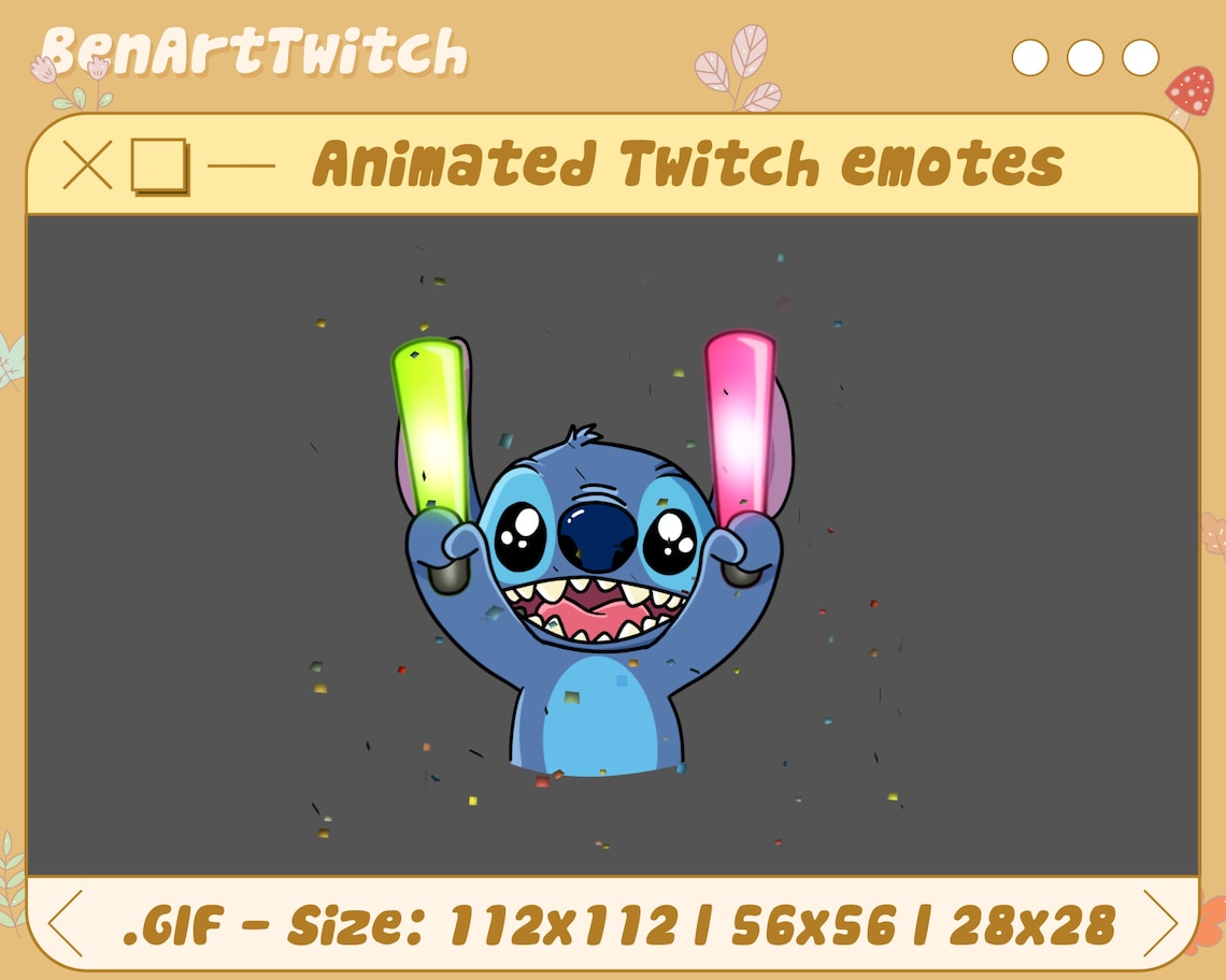 Animated Twitch Emote Stitch Cheering, Stitch Twitch Emotes, Cute ...