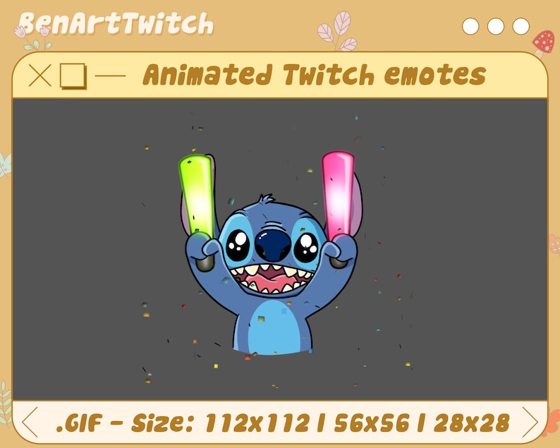 Animated Twitch Emote Stitch Cheering, Stitch Twitch Emotes, Cute ...