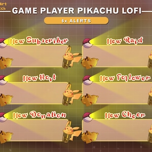 Animated Twitch Overlay Lo-fi Desk Pikachu, Cute Pikachu Stream Package ...