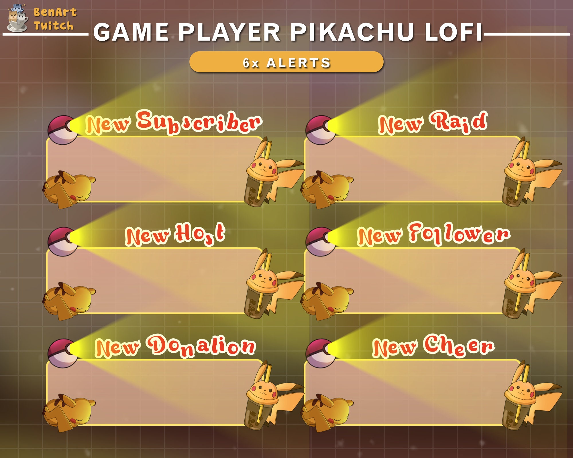 Animated Twitch Overlay Lo-fi Desk Pikachu, Cute Pikachu Stream Package ...