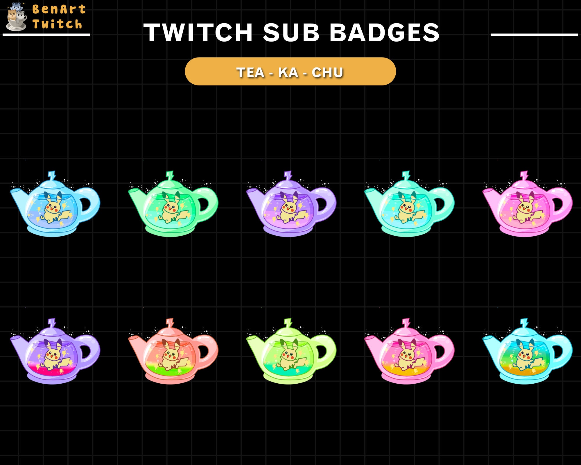 Pokemon Tea Twitch Sub Badges, Pokemon Sub Badges for Streamers ...