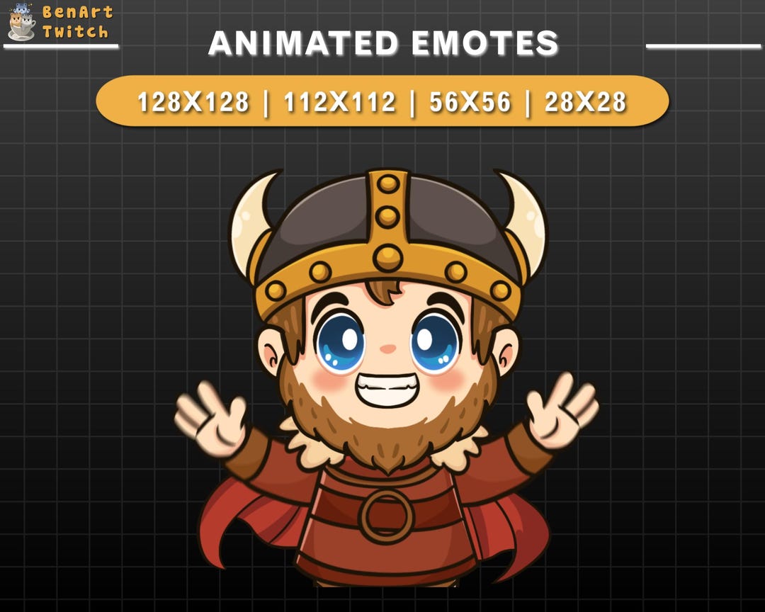 Viking Hello Animated Emotes for Twitch & Discord, Cute Streamer Emoji, Funny Chibi Emotes - Etsy