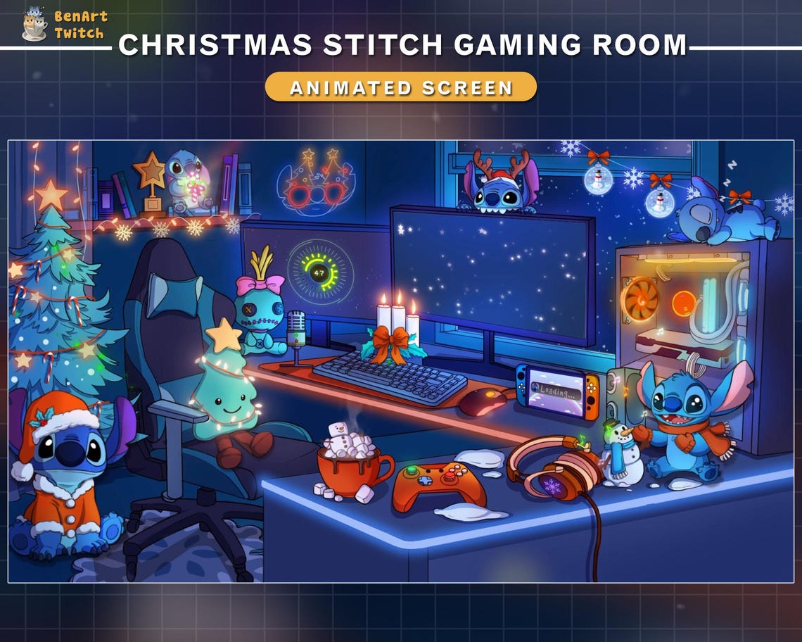 Animated Christmas Twitch Screens Game Room Stitch, Christmas Stitch ...