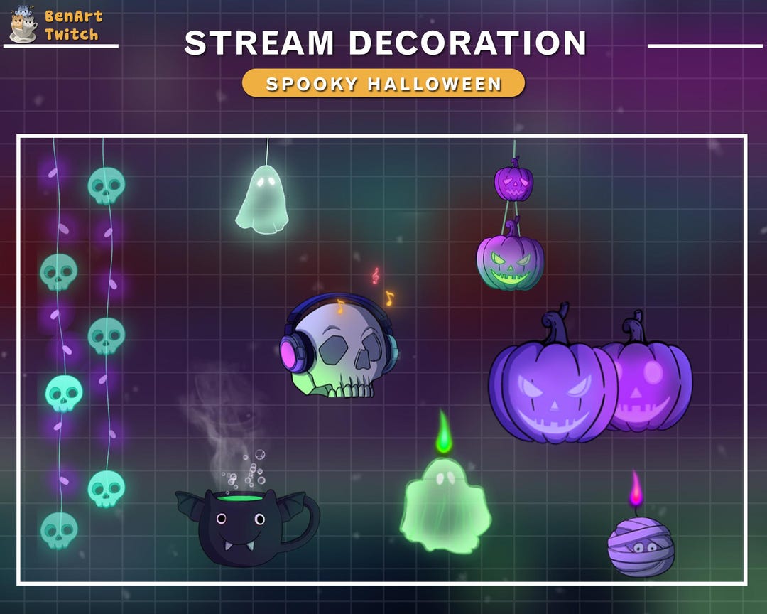 8x Animated Halloween Stream Decoration, Spooky Twitch Decoration With ...