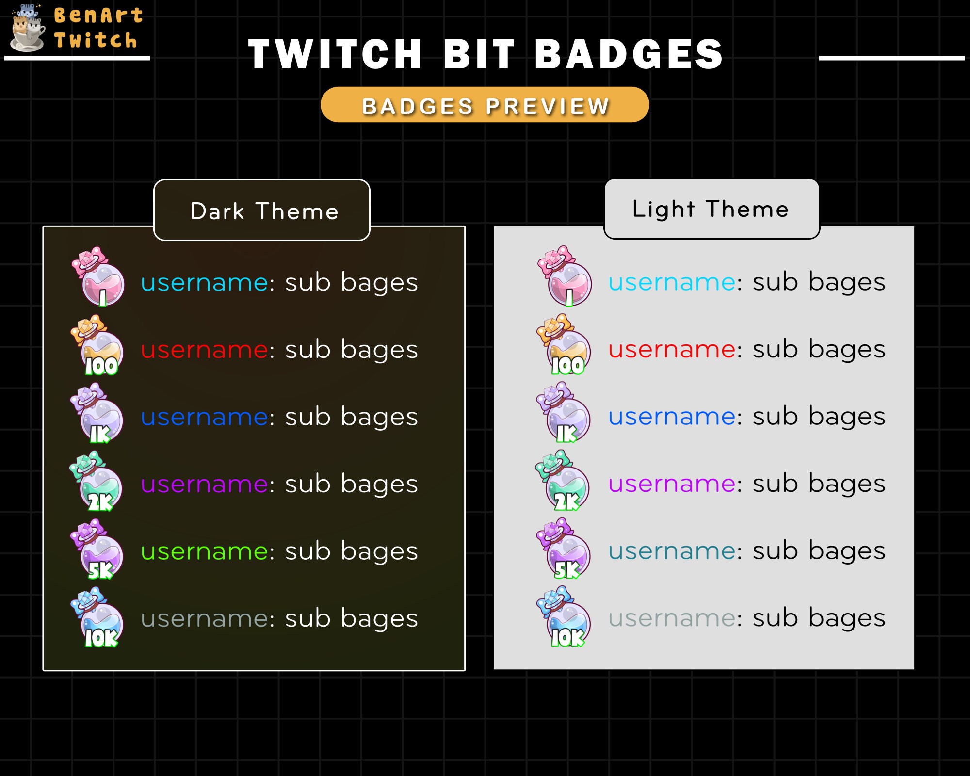 Full Set 30 Magic Liquid Twitch Bit Badges, Fluid Bag Magic Twitch ...
