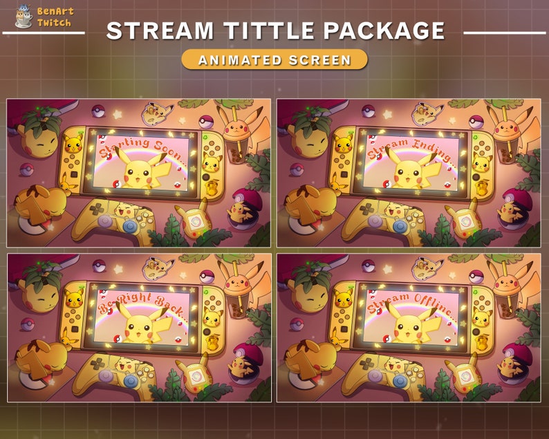 Animated Twitch Screens Lo-fi Desk Pikachu, Cute Pikachu Stream Screens ...
