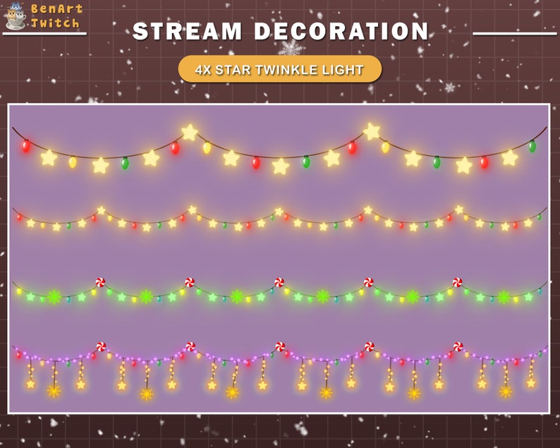 4x Animated Christmas Twinkle Lights, Twitch Stream Decoration With ...