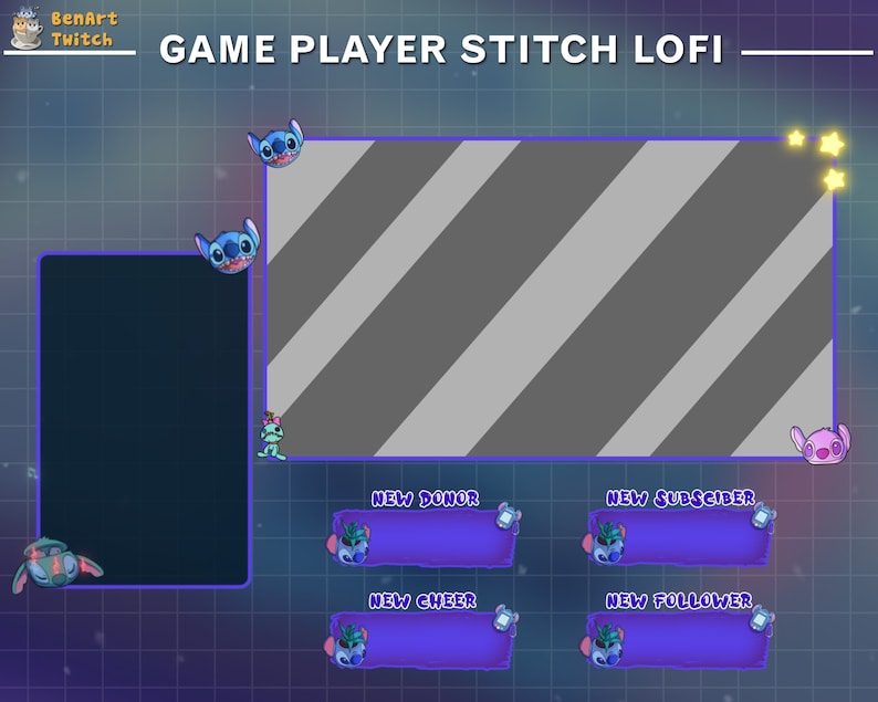 Animiertes Twitch Overlay Paket Lo-fi Desk Stitch, Niedliches Stitch ...