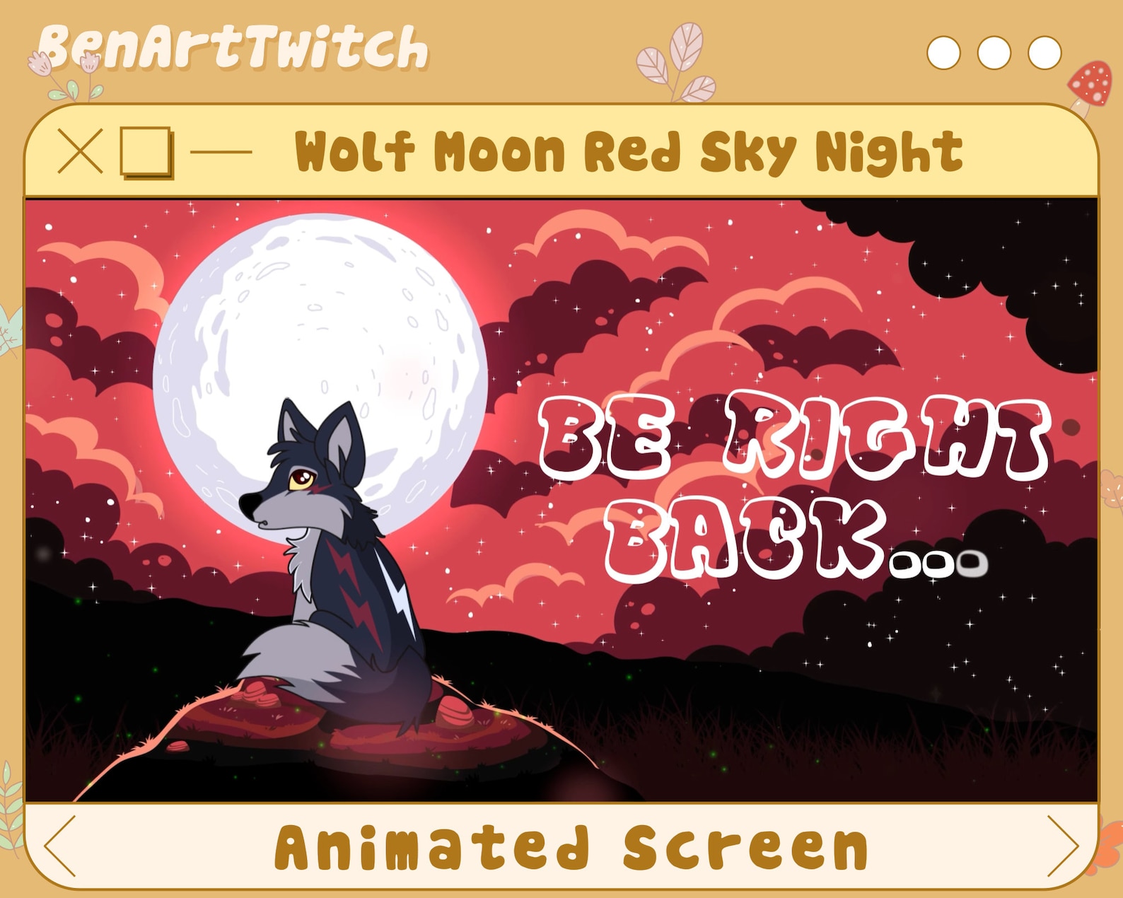 Animated Red Wolf Moon Twitch Screens, Moon Sky Night Stream Screens ...