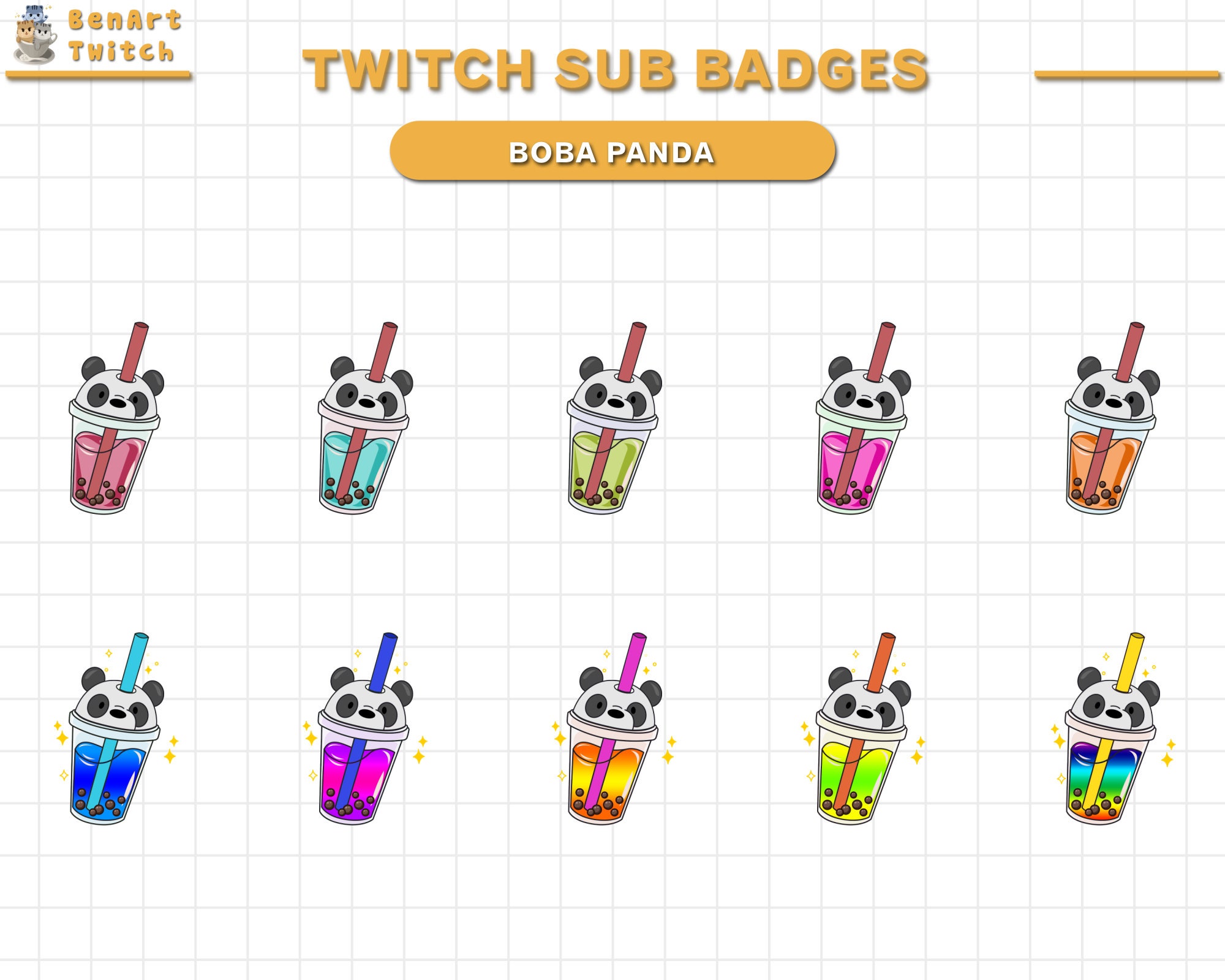 Boba Panda Twitch Sub Badges, Boba Twitch Sub Badges Ready to Use for ...