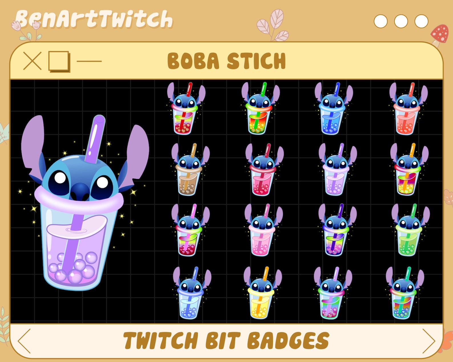 16x Boba Stitch Twitch Bit Badges, Stitch Sub Badges for Streamers ...
