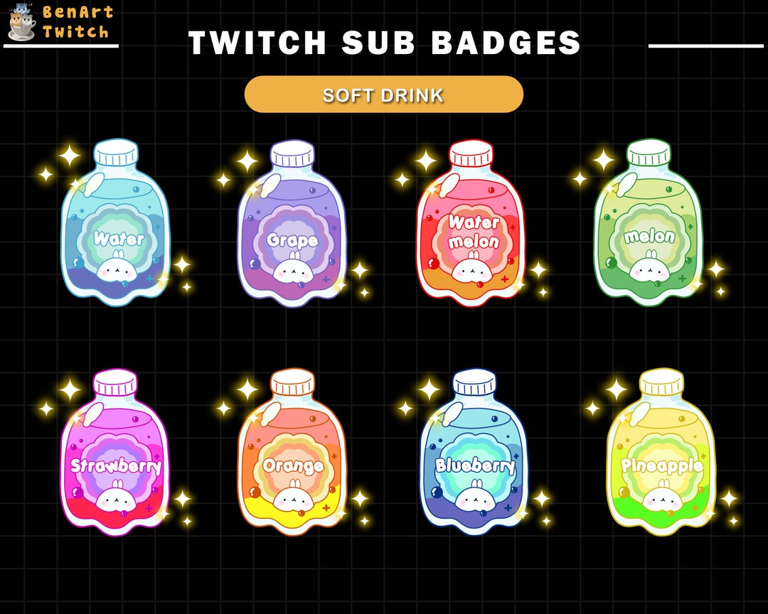 Soft Drink Twitch Sub Badges, Fruit Juicetwitch Sub Badges, Cute Emotes ...