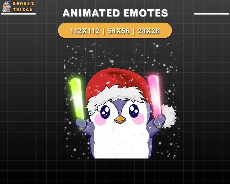 Animated Twitch Emote Penguin Cheering, Cute Christmas Twitch Emotes ...