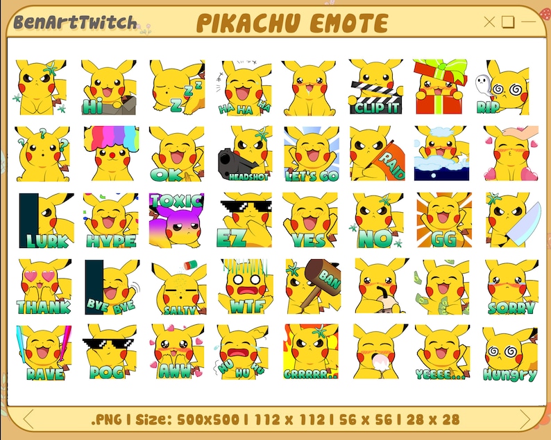 40x Pikachu Twitch Emotes Pack, Cute Pokemon Stream Emotes, Ready to ...